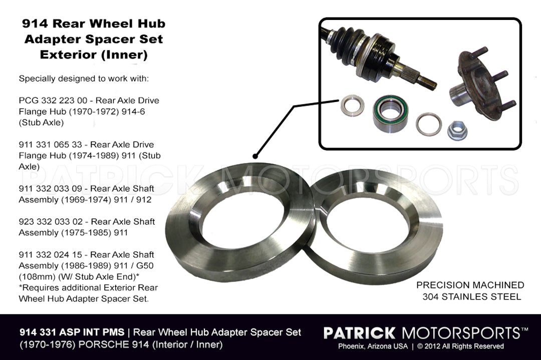 NEW STOCK! Inner Axle Spacer Pair For Porsche 914 / 901 To SC and Carr ...