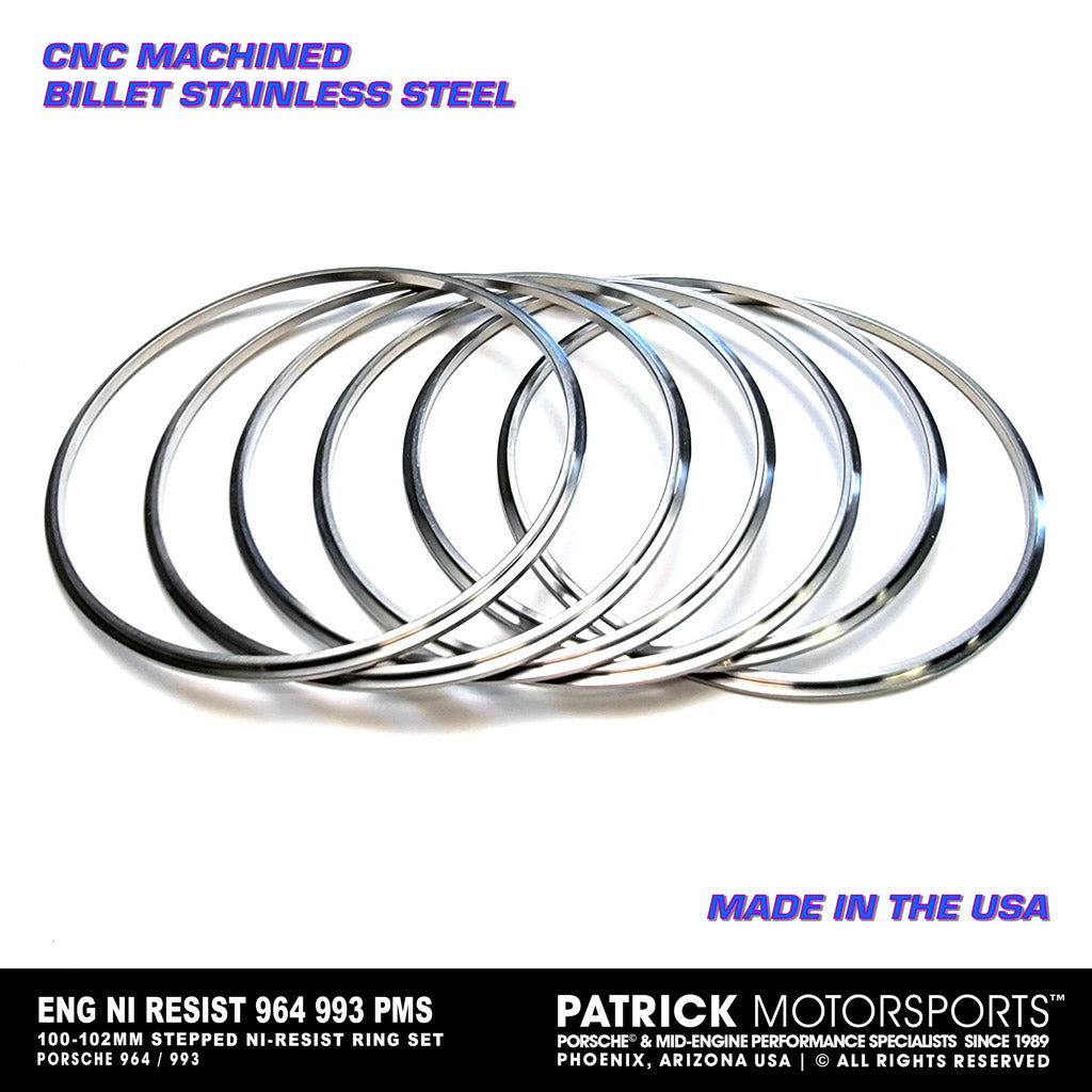 100-102mm Stepped Ni-Resist Ring Set For Porsche 964 / 993 (ENG NI RES ...